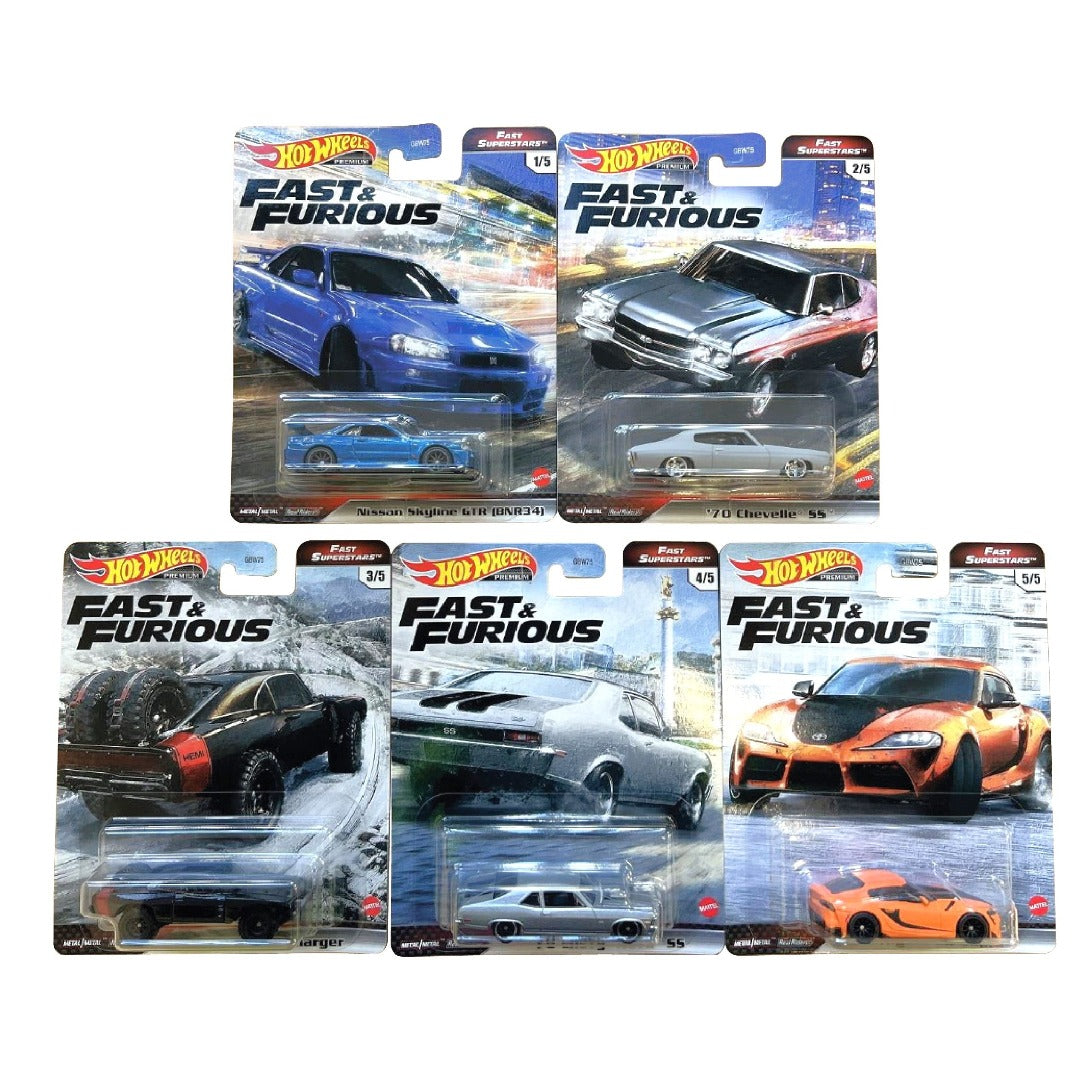 Hot Wheels Fast Superstars Premium Fast & Furious Set Of 5 Die Cast Ve ...